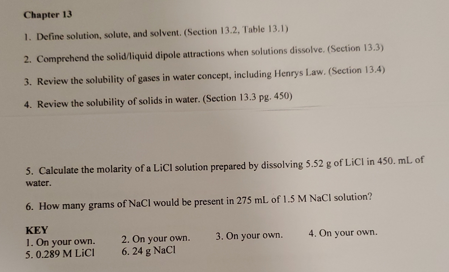 Solved Chapter 13Define solution, solute, and solvent. | Chegg.com