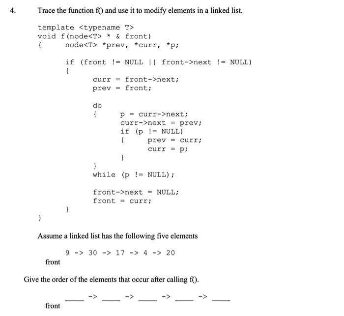 Solved Trace the function f() and use it to modify elements | Chegg.com