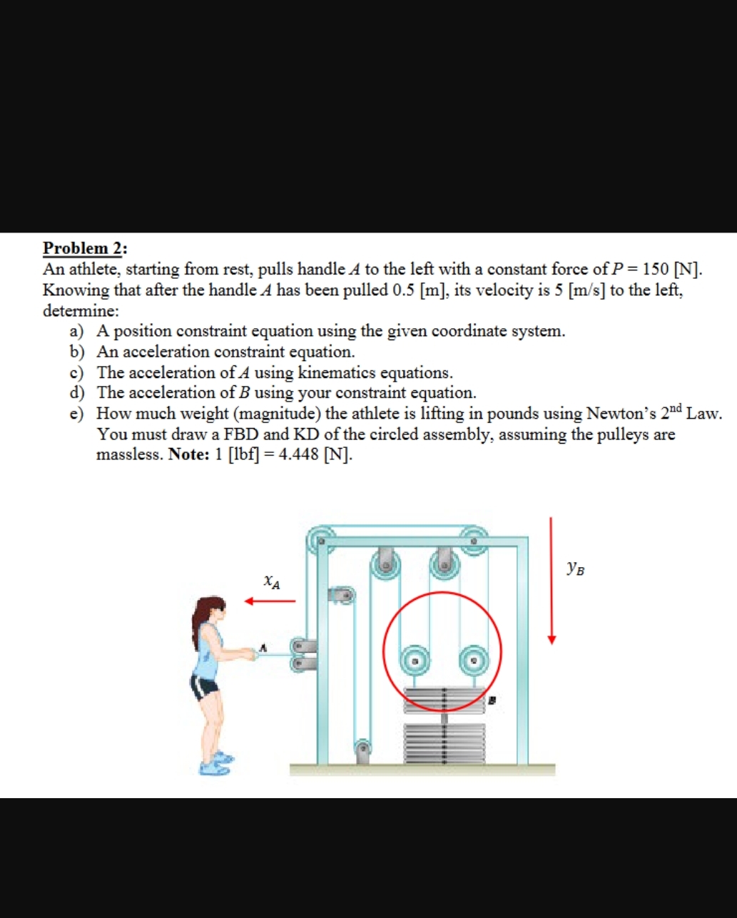 Solved Problem 2:An athlete, starting from rest, pulls | Chegg.com