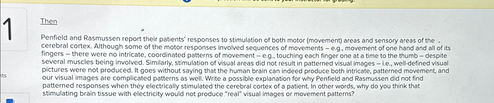 Solved ThenPenfield and Rasmussen report their patients' | Chegg.com