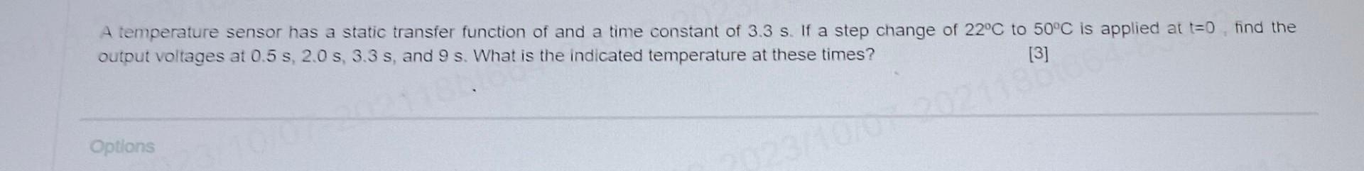 Solved A temperature sensor has a static transfer function | Chegg.com