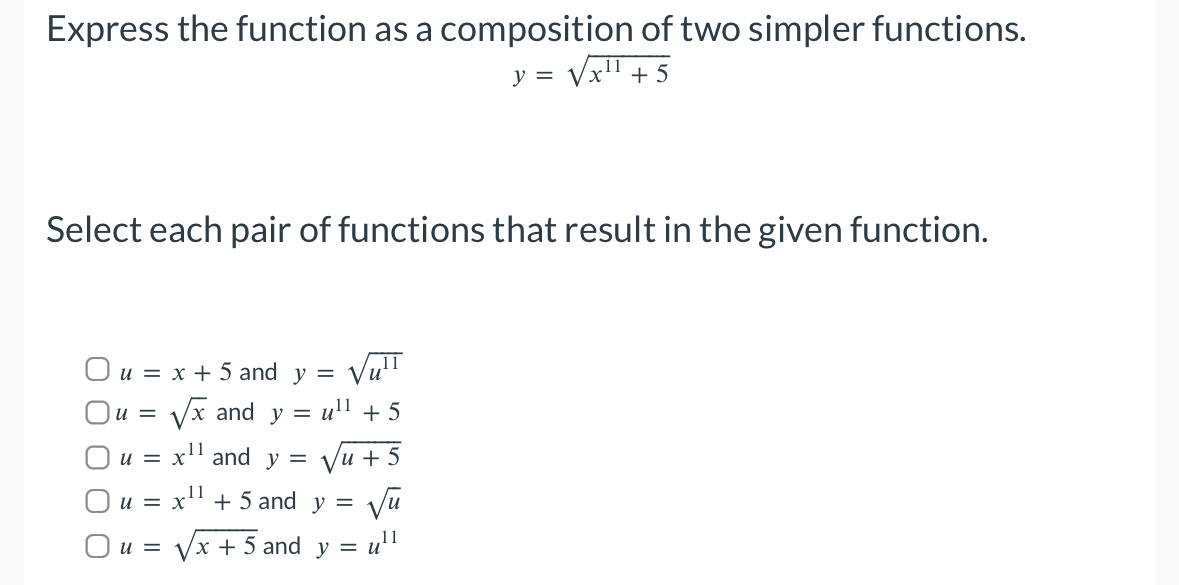 Solved Express the function as a composition of two simpler | Chegg.com