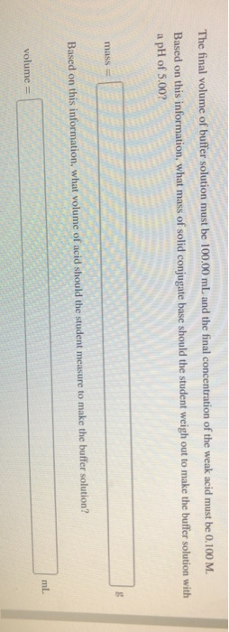 Solved The final volume of buffer solution must be 100.00 mL | Chegg.com