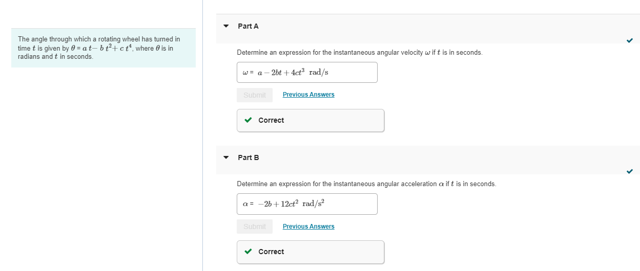 Solved The angle through which a rotating wheel has turned | Chegg.com