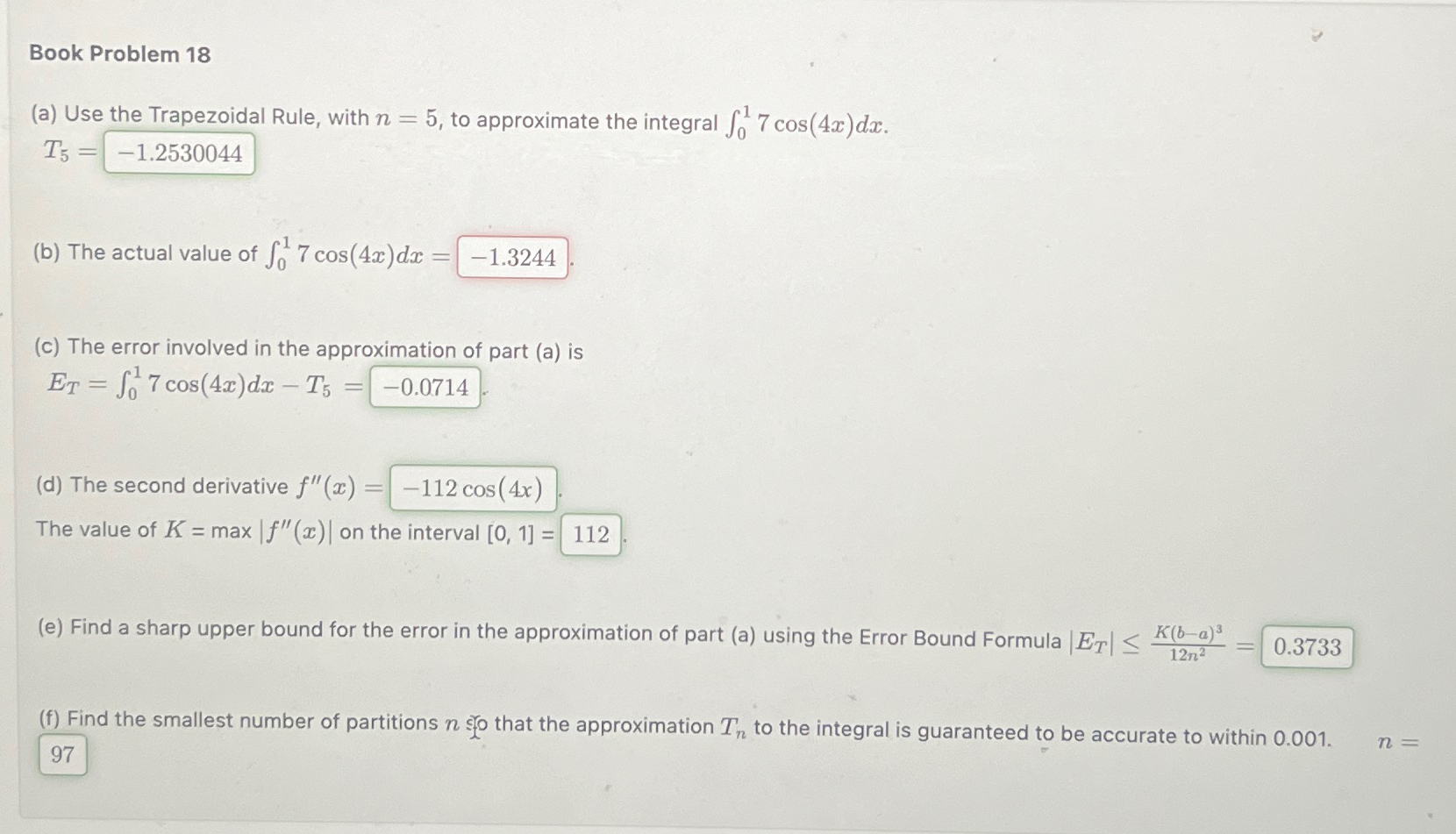 Solved Book Problem 18(a) ﻿Use the Trapezoidal Rule, with | Chegg.com