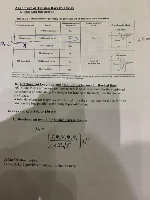 Solved Determine the development lengths of No. 29 hooked | Chegg.com