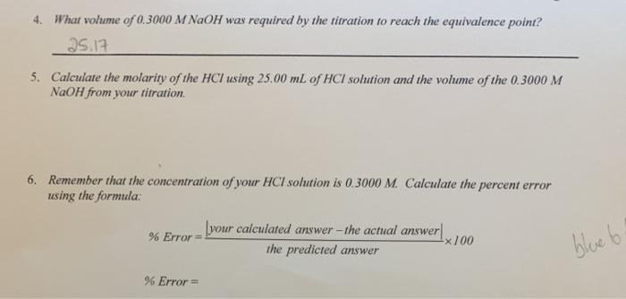 Solved 4. What volume of 0,3000 M NaOH was required by the | Chegg.com