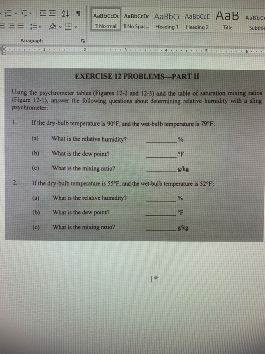 Solved Styles Paragraph 2 EXERCISE 12 PROBLEMSPART II Using | Chegg.com