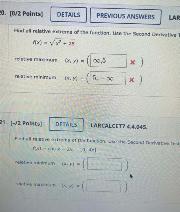 Solved Find all relative extrema of the function. Use the | Chegg.com