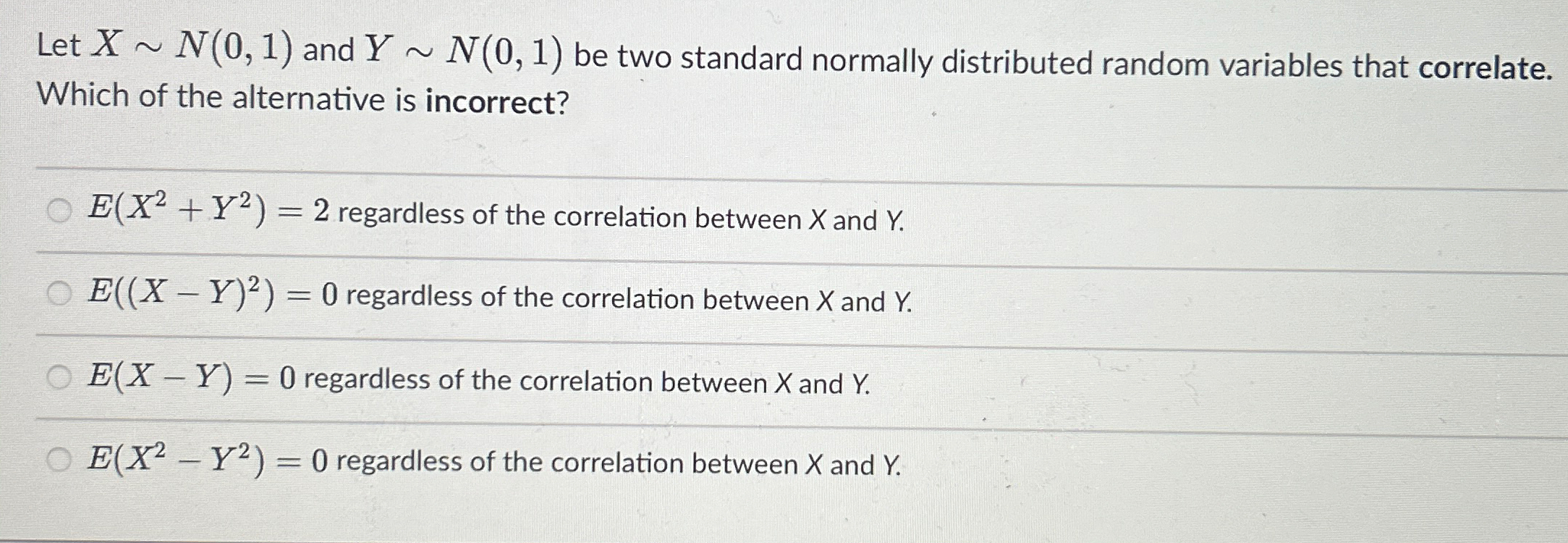 Solved First regression: wage Let x∼N(0,1) ﻿and Y∼N(0,1) | Chegg.com