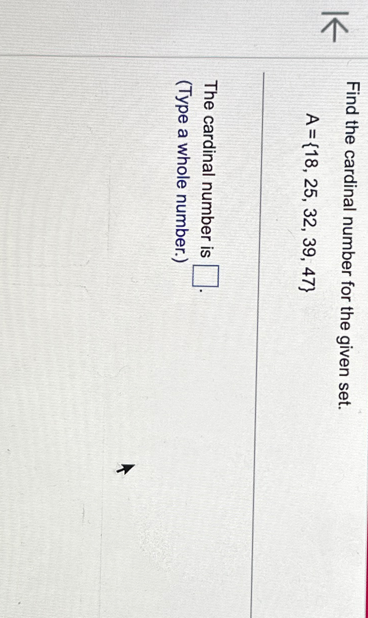 Solved Find the cardinal number for the given | Chegg.com