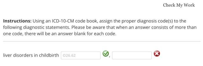 Solved Instructions: Using an ICD-10-CM code book, assign | Chegg.com