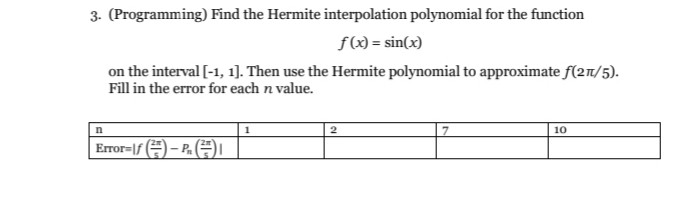 Solved 3. (Programming) Find the Hermite interpolation | Chegg.com