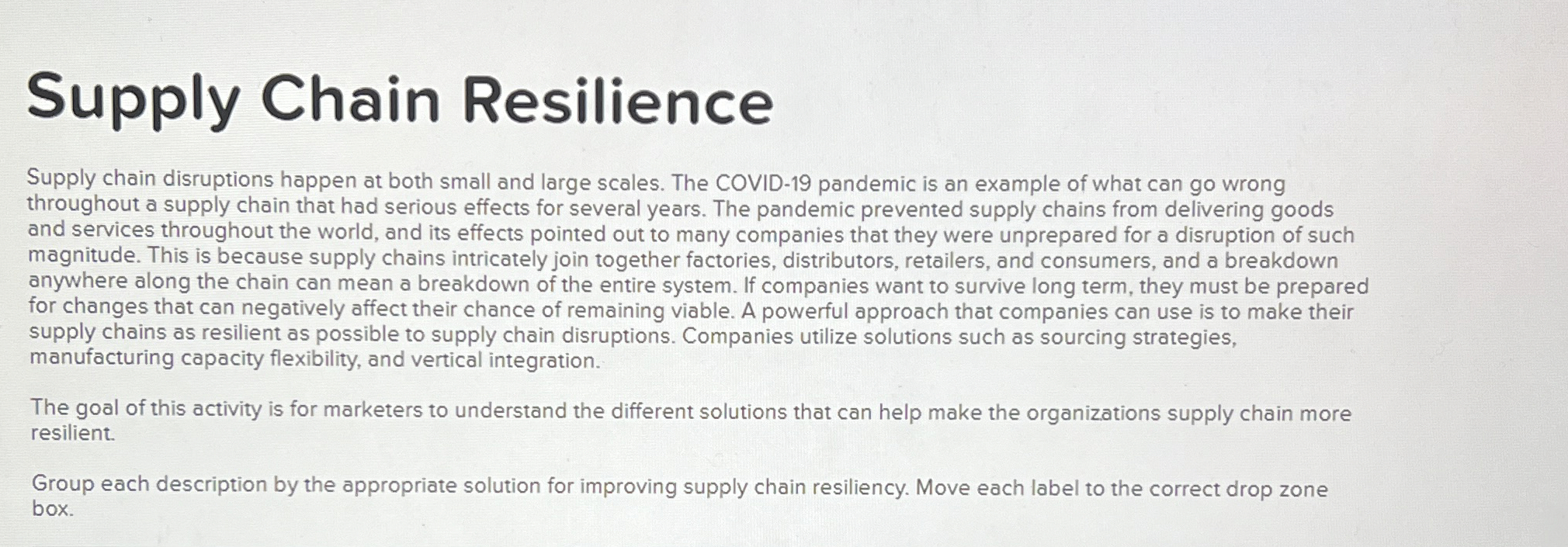 Solved Supply Chain ResilienceSupply chain disruptions | Chegg.com