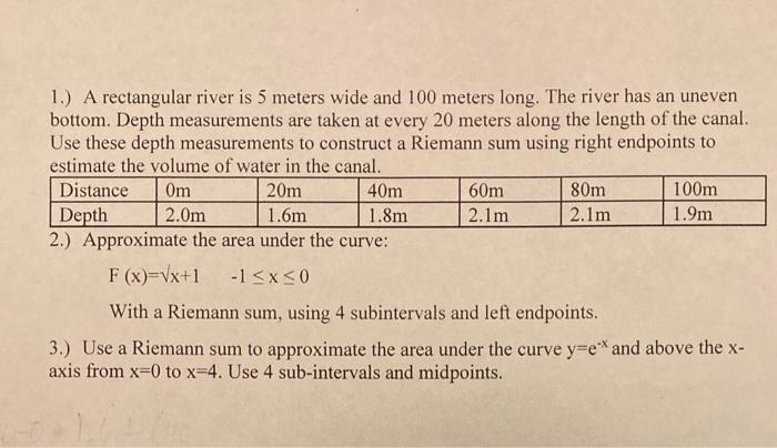 Solved 1.) A rectangular river is 5 meters wide and 100 | Chegg.com