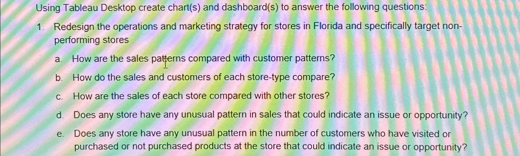 Solved Using Tableau Desktop create chart(s) ﻿and | Chegg.com