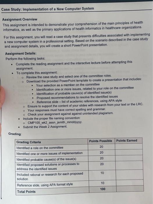 Solved Case Study: Implementation of a New Computer System | Chegg.com