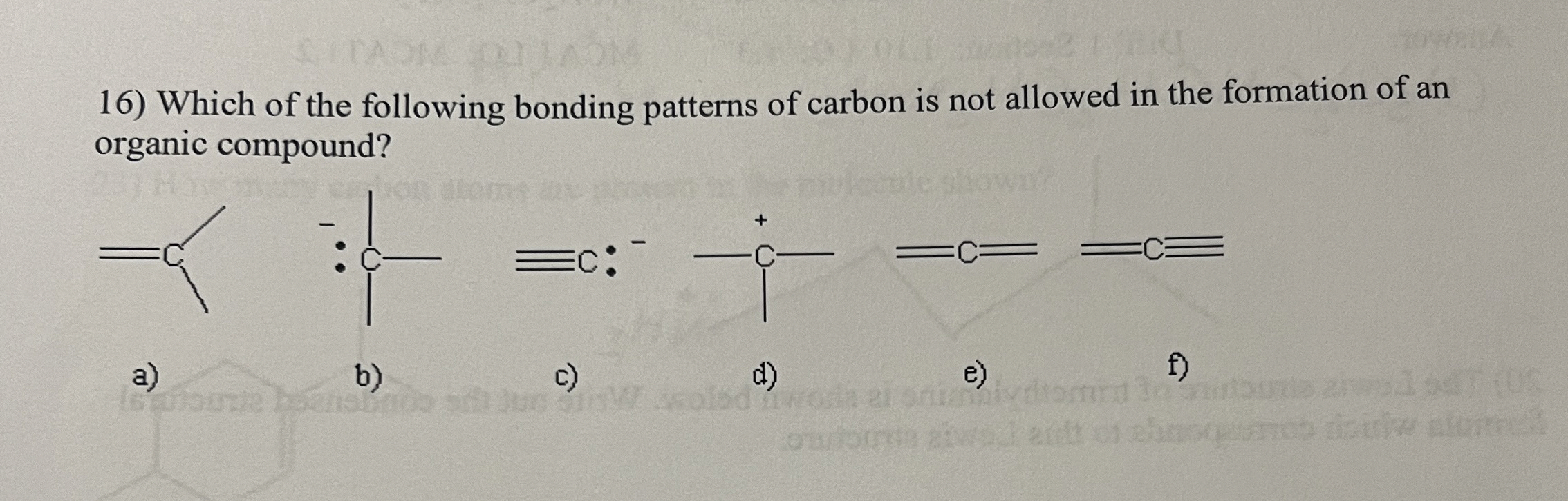 Solved Which of the following bonding patterns of carbon is | Chegg.com