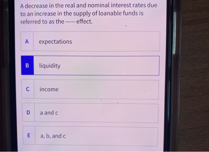 Solved A Decrease In The Real And Nominal Interest Rates Due Chegg