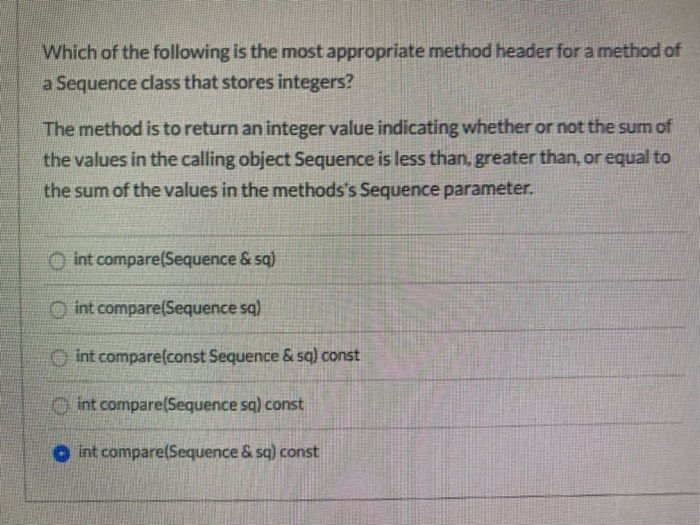 Solved Which of the following is the most appropriate method | Chegg.com