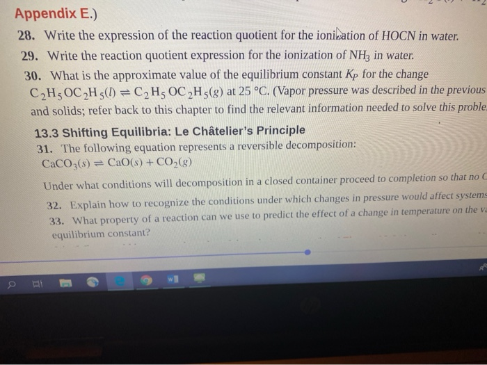 Solved Appendix E.) 28. Write the expression of the reaction | Chegg.com