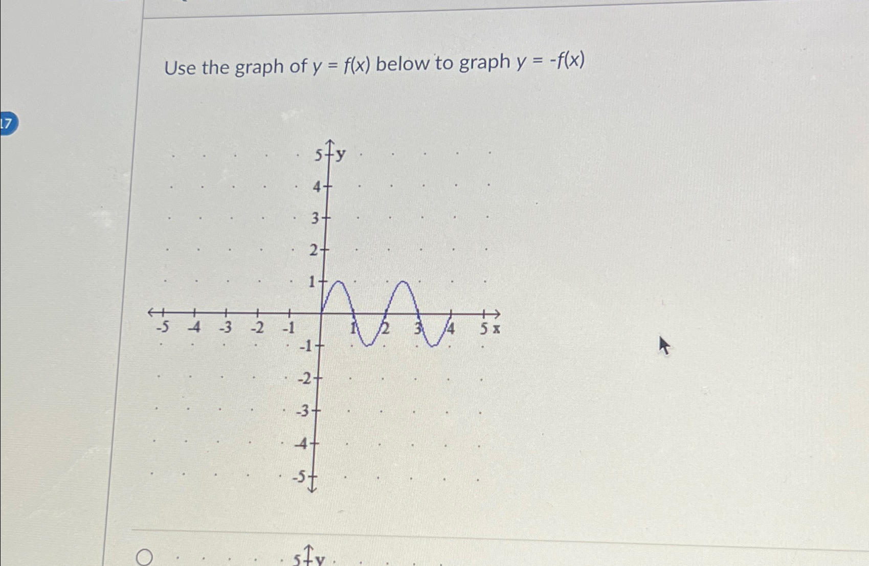 Solved Use the graph of y=f(x) ﻿below to graph y=-f(x) | Chegg.com
