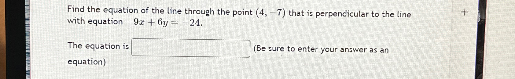 Solved Find the equation of the line through the point | Chegg.com