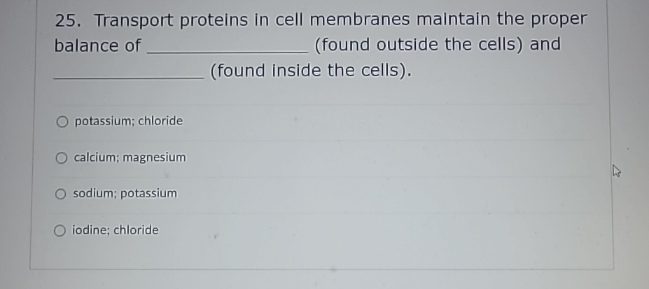 Solved Transport proteins in cell membranes maintain the | Chegg.com