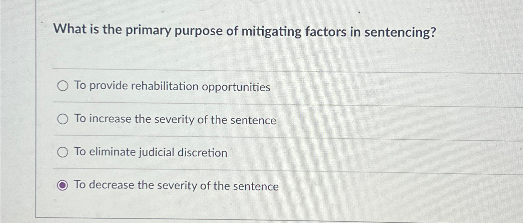Solved What is the primary purpose of mitigating factors in | Chegg.com