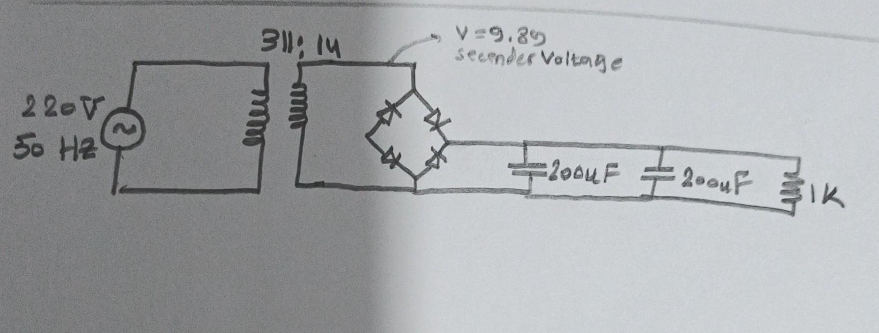 Solved Rectifier Circuit with Filter ( sum of C=400uF) Input | Chegg.com