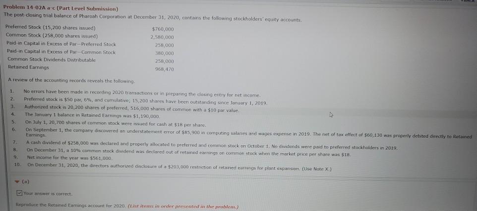 Solved Problem 14 02A a-c (Part level Submission) The | Chegg.com