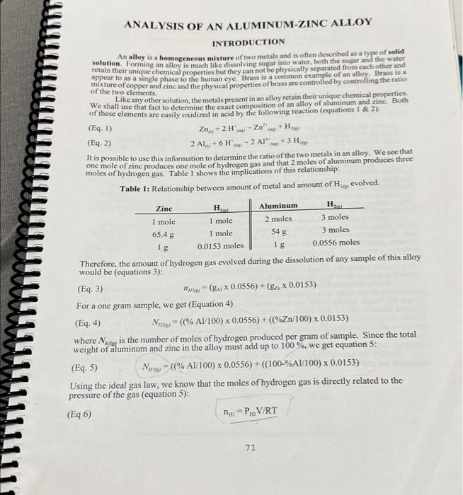 help me find aluminium% from using the equation.. all | Chegg.com