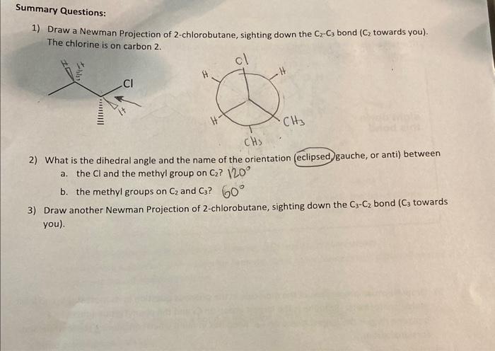 Solved 1) Draw a Newman Projection of 2-chlorobutane, | Chegg.com
