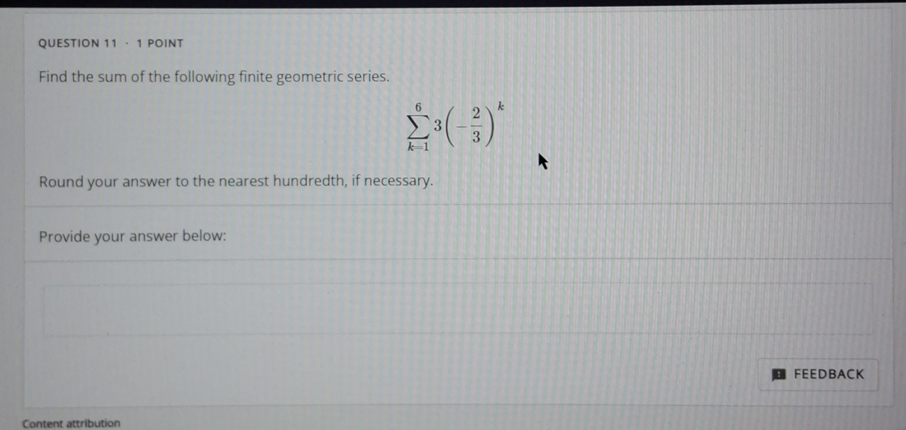 Solved QUESTION 11 - 1 ﻿POINTFind the sum of the following | Chegg.com