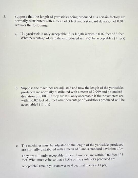 Solved Suppose that the length of yardsticks being produced | Chegg.com