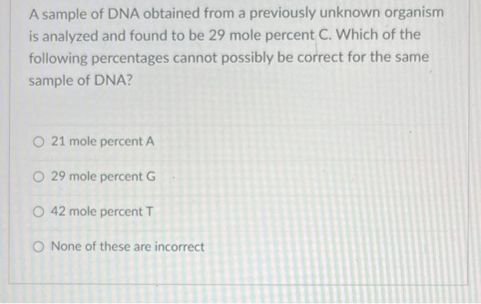 Solved A sample of DNA obtained from a previously unknown | Chegg.com