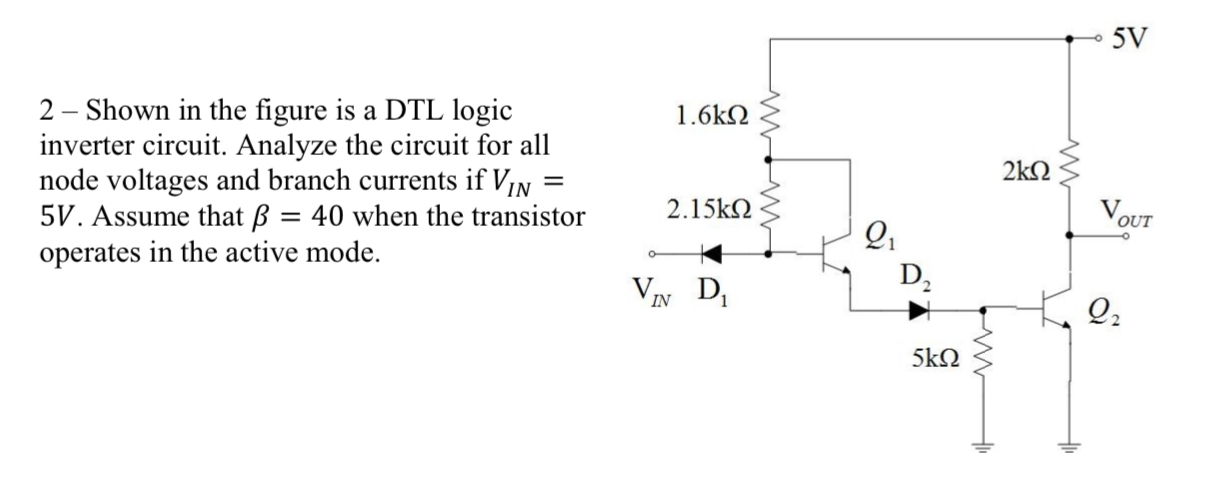 2 - ﻿Shown in the figure is a DTL logic inverter | Chegg.com
