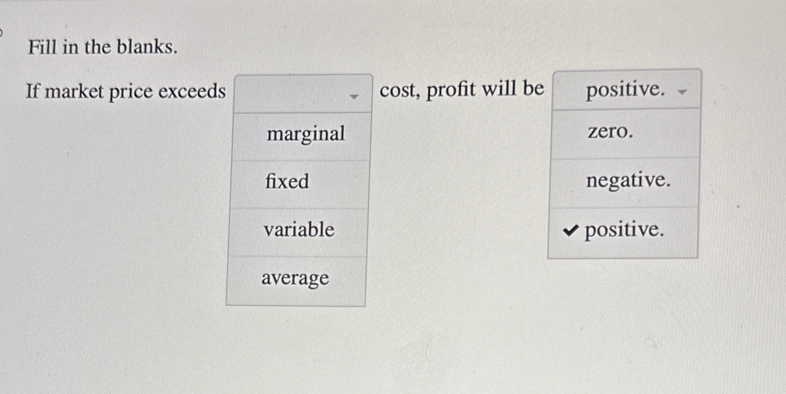 Solved Fill in the blanks.If market price | Chegg.com