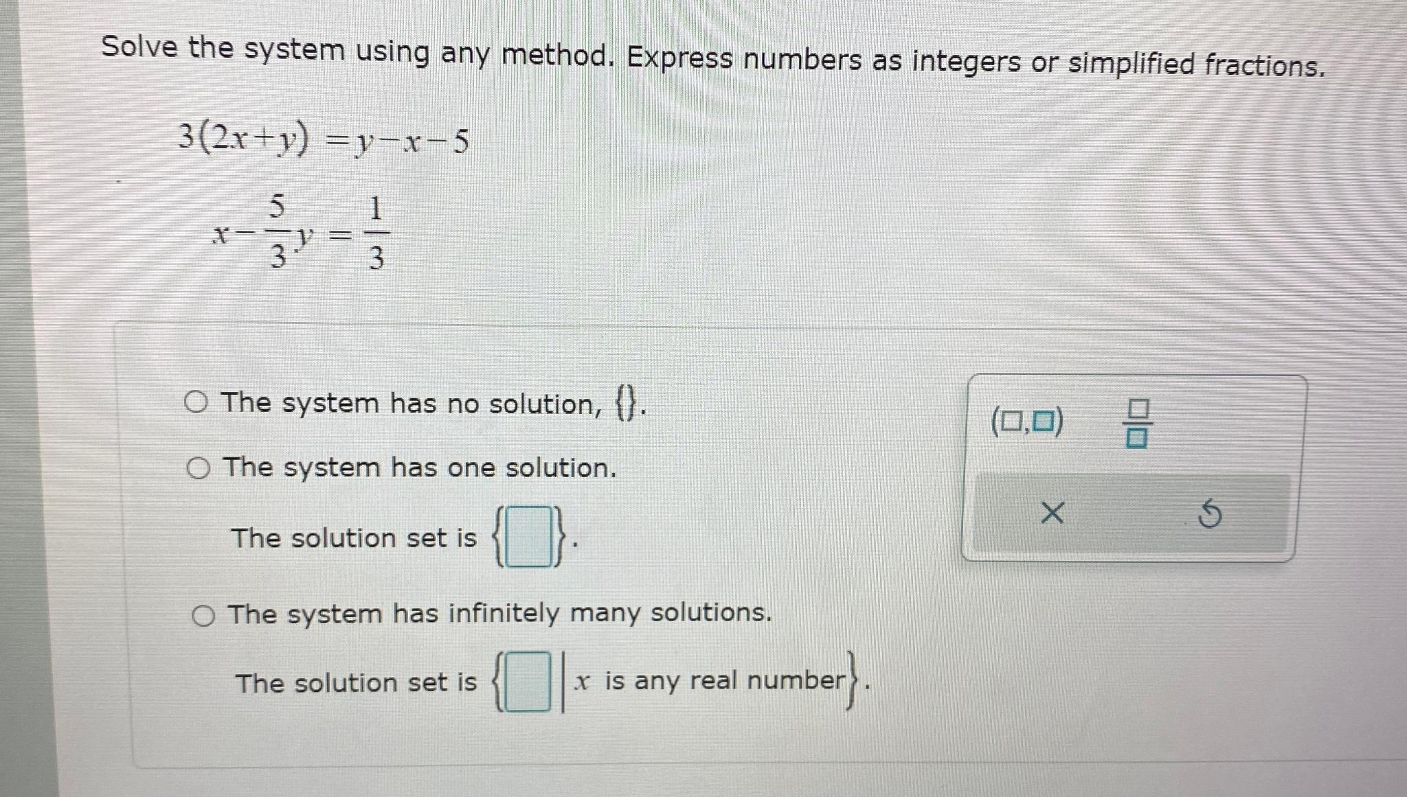 Solved Solve the system using any method. Express numbers as | Chegg.com