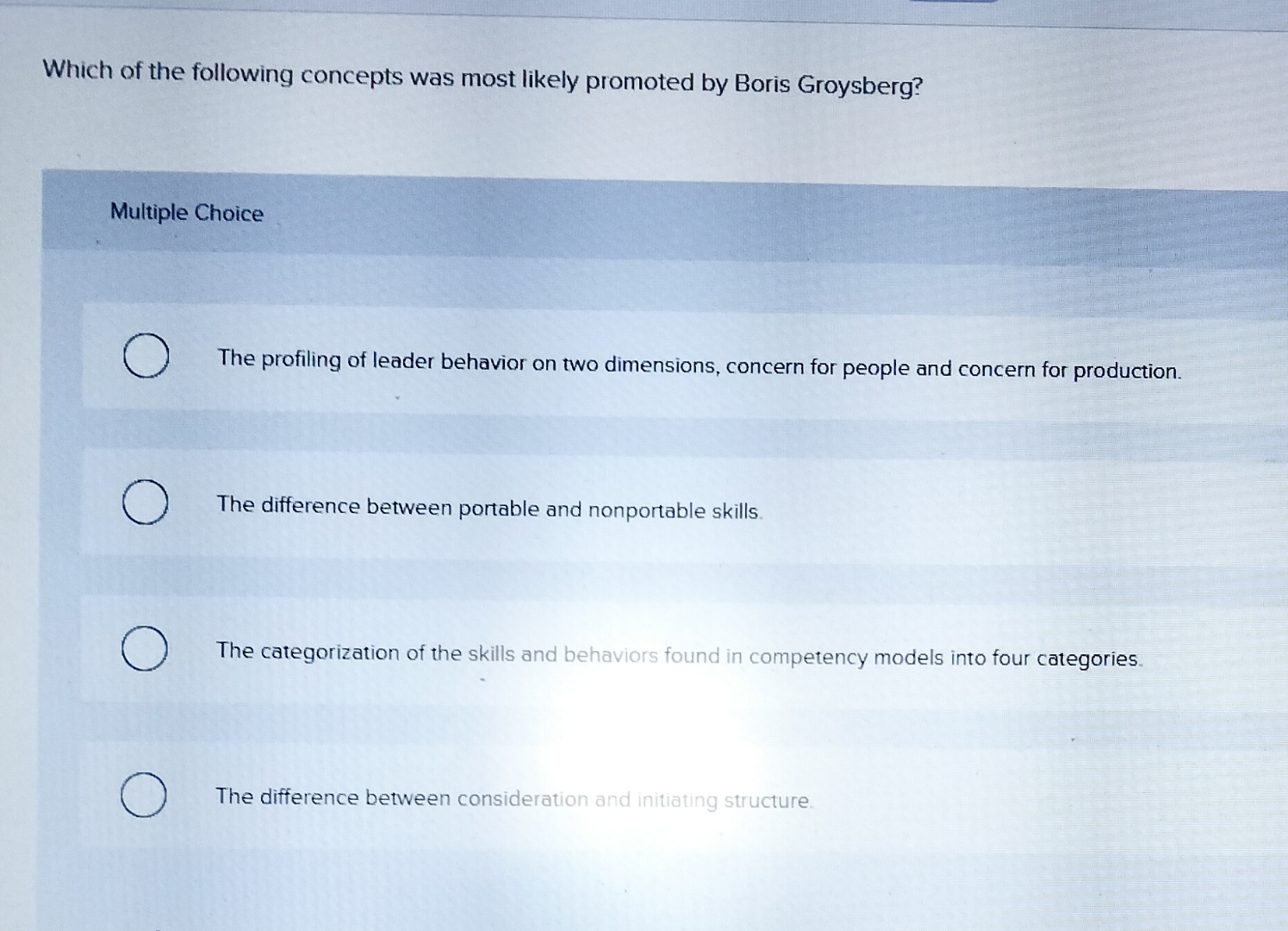 Solved Which of the following concepts was most likely | Chegg.com