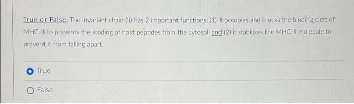 Solved True or False: The invariant chain (li) has 2 | Chegg.com