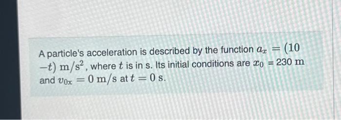 Solved A particle's acceleration is described by the | Chegg.com