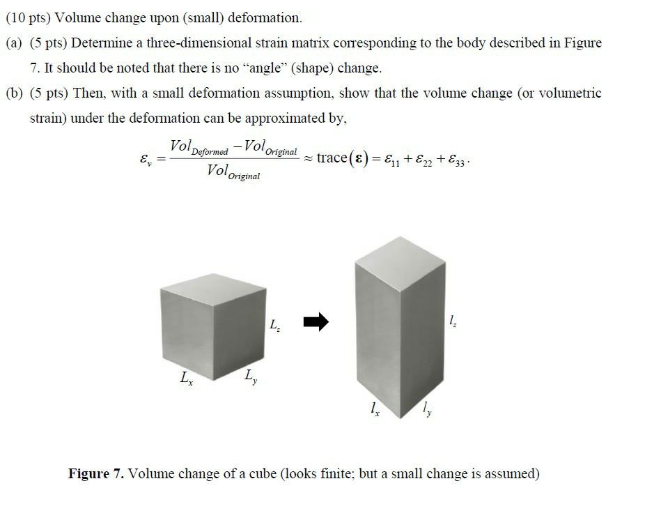 Solved (10 pts) Volume change upon (small) deformation. (a) | Chegg.com
