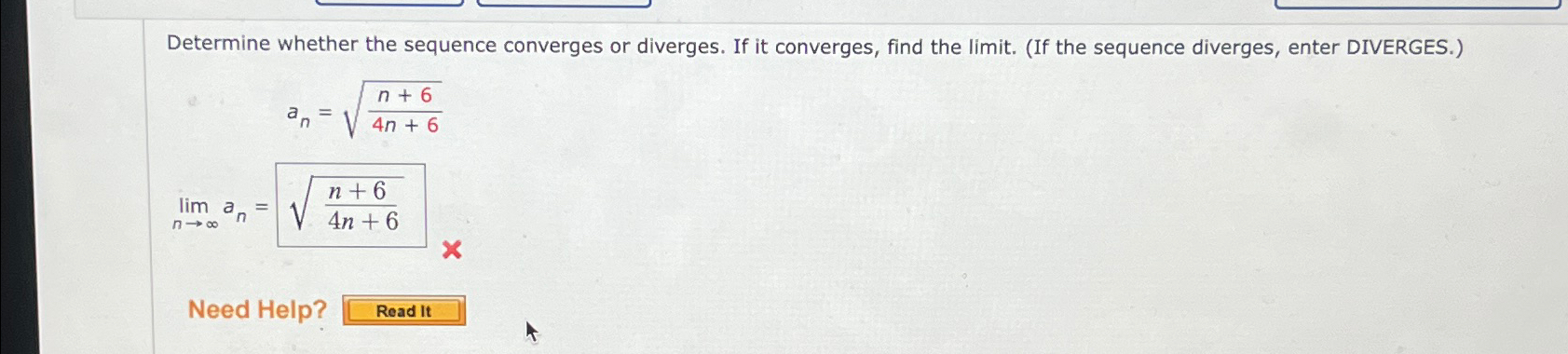 Solved Determine whether the sequence converges or diverges. | Chegg.com