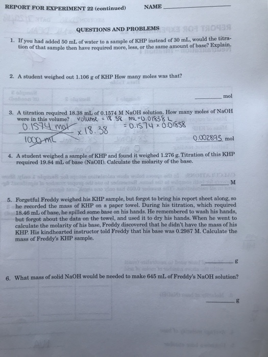 Solved Data Table Sample (if neede Mass of flask and KHP | Chegg.com