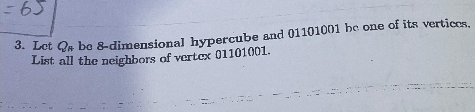 Solved Let QR ﻿be 8-dimensional hypercube and 01101001 ﻿be | Chegg.com