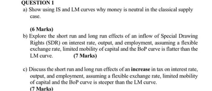Solved a) Show using IS and LM curves why money is neutral | Chegg.com