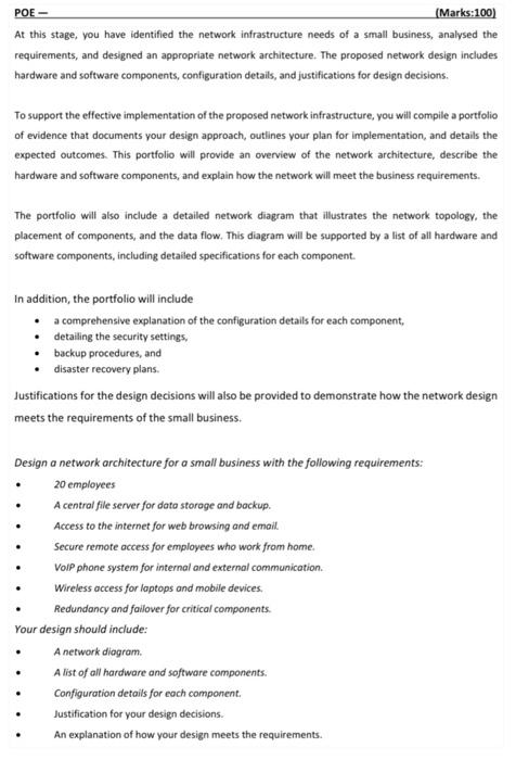 Solved POE - (Marks:100) At this stage, you have identified | Chegg.com