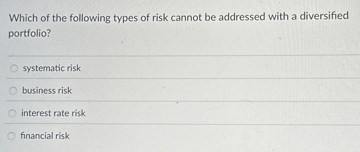 Solved Which of the following types of risk cannot be | Chegg.com