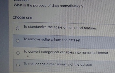 Solved What is the purpose of data normalization?Choose | Chegg.com